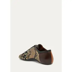Dries Van Noten Floral Jacquard & Snakeskin Embossed Leather Low-top Sneakers