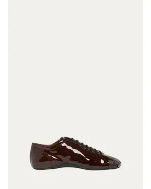Dries Van Noten Patent Leather Low-top Sneakers - Olive
