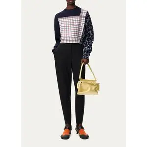Loewe Patchwork Check Wool-blend Crop Sweater