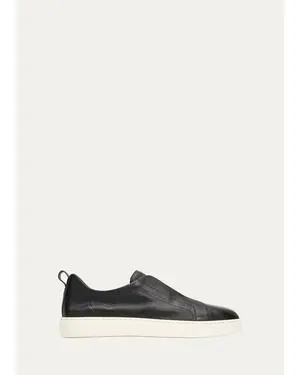Santoni Visctory Leather Slip-on Sneakers - Brown