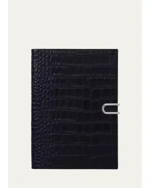 Smythson 2027 Soho Weekly Agenda In Mara Croc-embossed Leather With Slide - Blue