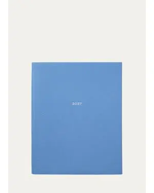 Smythson Portobello 2027 Weekly Vertical Journal In Panama Leather - Blue