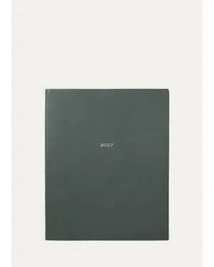 Smythson Portobello 2027 Weekly Vertical Journal In Panama Leather - Green