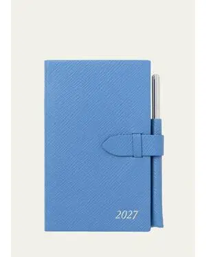Smythson 2027 Panama Leather Weekly Agenda With Pencil - Blue