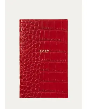 Smythson Panama 2027 Weekly Journal In Mara Croc-embossed Leather - Red