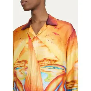 Casablanca Printed Silk Camp Shirt