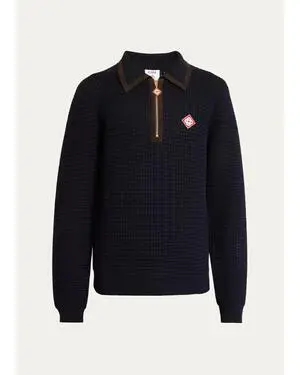 Casablanca Waffle-knit Wool Half-zip Sweater