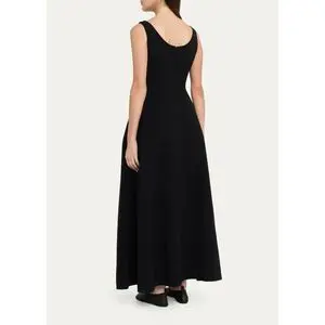 FFORME Alodia Sleeveless Stripe Embroidered Cady Flared Maxi Dress
