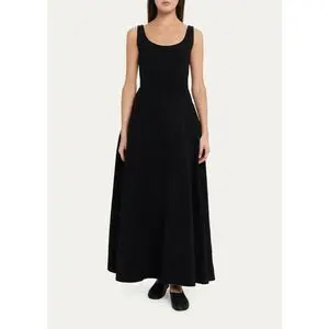 FFORME Alodia Sleeveless Stripe Embroidered Cady Flared Maxi Dress