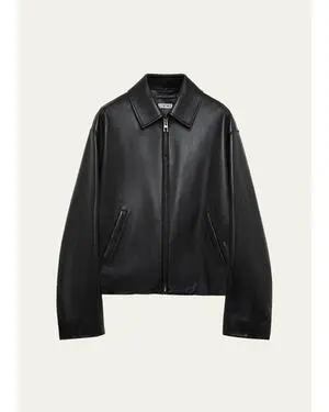 Loewe Nappa Leather Zip-up Jacket - Black