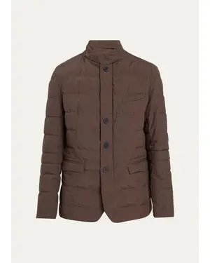 Herno Quilted Stand-collar Jacket - Brown