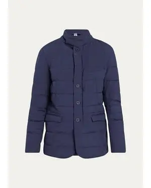 Herno Quilted Stand-collar Jacket - Dark Blue