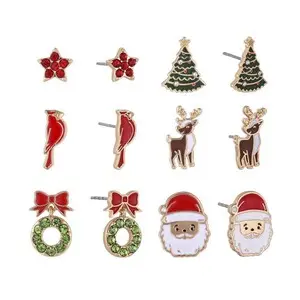 HALLMARK 6-pair Christmas Earring Setsanta - Red
