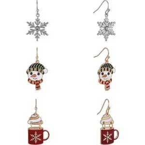 HALLMARK 3-pair Earring Sethot Cocoa - Red