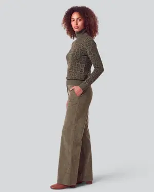 LORDS OF HARLECH Merino Silk Cashmere Turtleneck Sweater - Leopard Sage