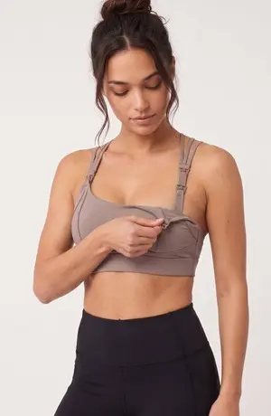 SWEAT & MILK Chloé 5 Built-in Cup Running Nursing And Pumping Sports Bra Praline