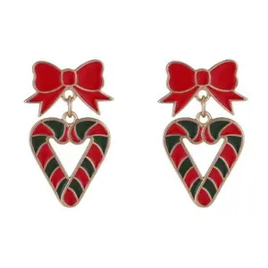 HALLMARK Candy Cane Heart And Bow Earrings