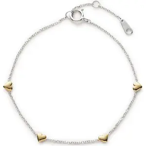 ANA LUISA Solid Yellow Gold Heart Station Bracelet - Two Tone