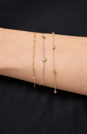 ANA LUISA Solid Yellow Gold Heart Station Bracelet
