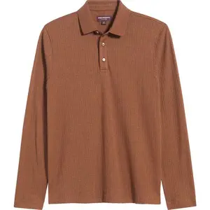 Johnston & Murphy Quincy Ribbed Long Sleeve Polo - Rust