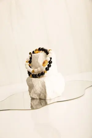 SEVEN SAINTS Illumination & Creativity Lotus Beaded Moonstone Bracelet