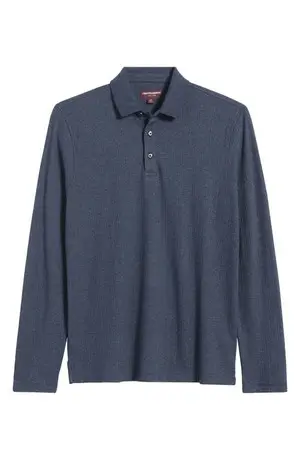 Johnston & Murphy Quincy Ribbed Long Sleeve Polo - Navy