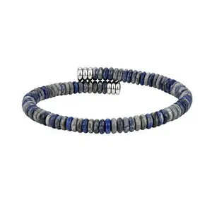 LINK UP Semi-precious Disc Beaded Flex Bracelet Blue