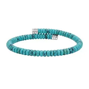 LINK UP Semi-precious Disc Beaded Flex Bracelet Turquoise