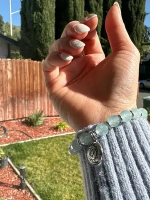 SEVEN SAINTS Throat Chakra Aquamarine Activation Stretch Bracelet