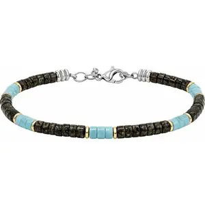 LINK UP Semi-precious Discs & Gold-tone Beaded Bracelet - Bronze/turquoise