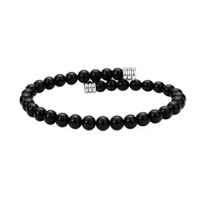 LINK UP Semi-precious Beaded Flex Bracelet - Black