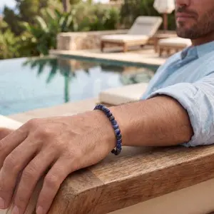 LINK UP Semi-precious Beaded Flex Bracelet - Blue