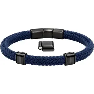 LINK UP Braided Nylon Double Steel Bracelet - Navy