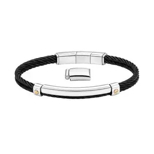 LINK UP Double Cable Steel Bracelet With Screw Center - Black