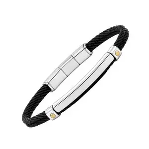 LINK UP Double Cable Steel Bracelet With Screw Center