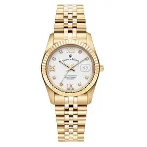 JACQUES DU MANOIR Ladies Inspiration Roman Tone Watch With White Dial - Gold