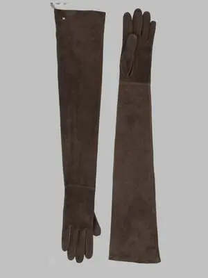 Max Mara Guanti Lunghi In Suede - Brown