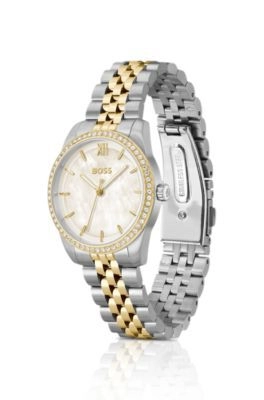 BOSS Elegant Two-tone Watch With Crystal-set Bezel