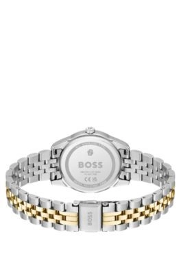 BOSS Elegant Two-tone Watch With Crystal-set Bezel