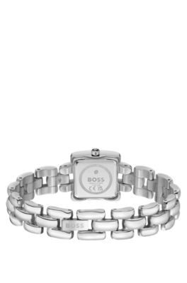 BOSS Violet Square Stainless-steel Watch With Sculptural Bracelet