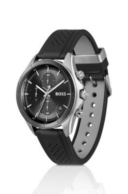 BOSS Letic Stainless-steel Watch With Perforated Silicone Strap