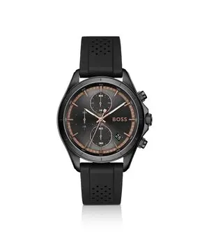 BOSS Letic Black-plated Watch With Perforated Silicone Strap - Assorted Pre Pack