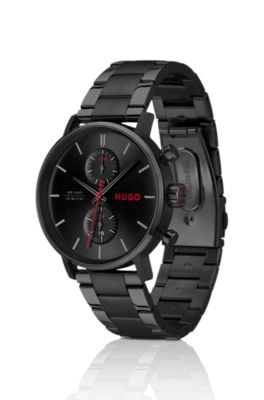 Hugo Takeoff Black-plated Watch With Black Dial