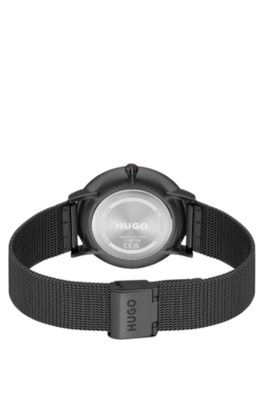 Hugo Style 3h All-black Watch With Mesh Bracelet