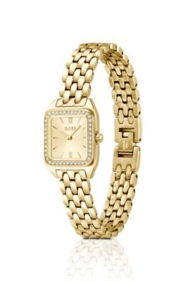 BOSS Mae Petite Gold-tone Watch With Crystal-set Bezel