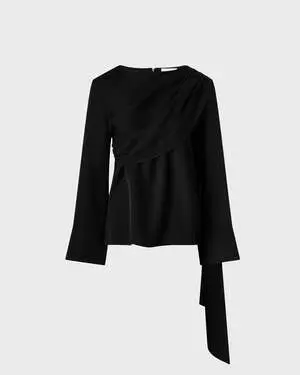 MALINA Blouse Melandy Draped Cape - Black