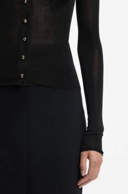 Hugo Fitted Cardigan With Gold-tone Pebble Buttons