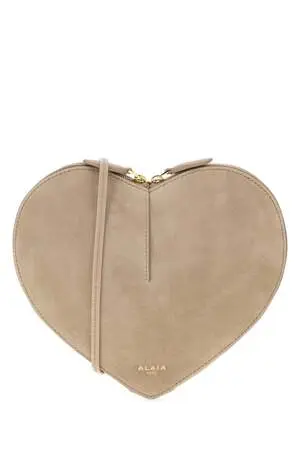 Alaïa Sand Suede Le Coeur Crossbody Bag - Brown