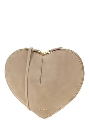 Alaïa Sand Suede Le Coeur Crossbody Bag