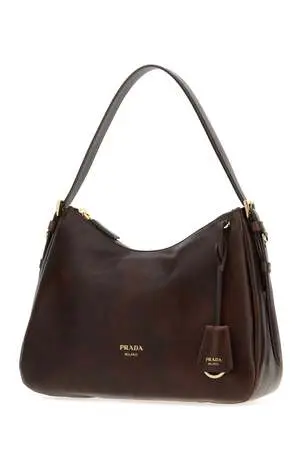 Prada Dark Leather Shoulder Bag - Brown